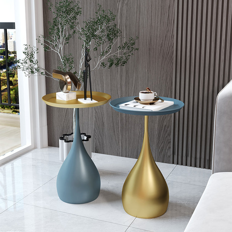 Modern Style Blue/gold/black Metal Base Metal Tray Round Side Table ...