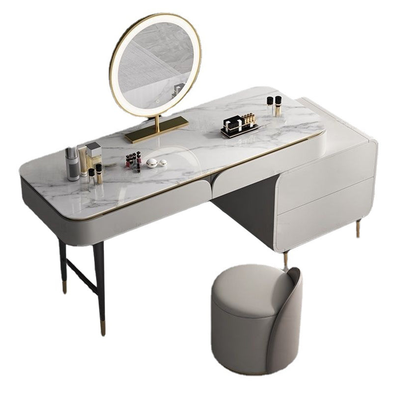 White Rectangular Slate Top Dressing Table Metal Base with 2/4 Drawers ...