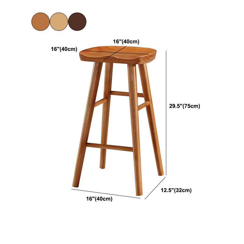 Industrial Contoured Seat Backless Solid Wood Bar Stool for Restaurant ...