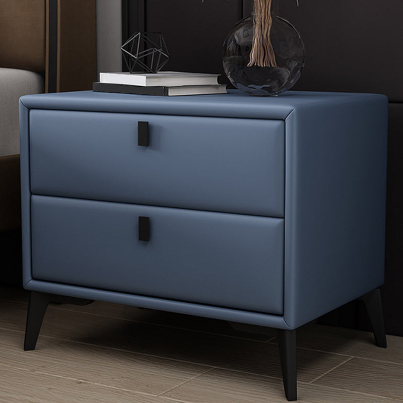 Leather Top Nightstand with 4 Legs Glam Night Table with Drawer - Clearhalo
