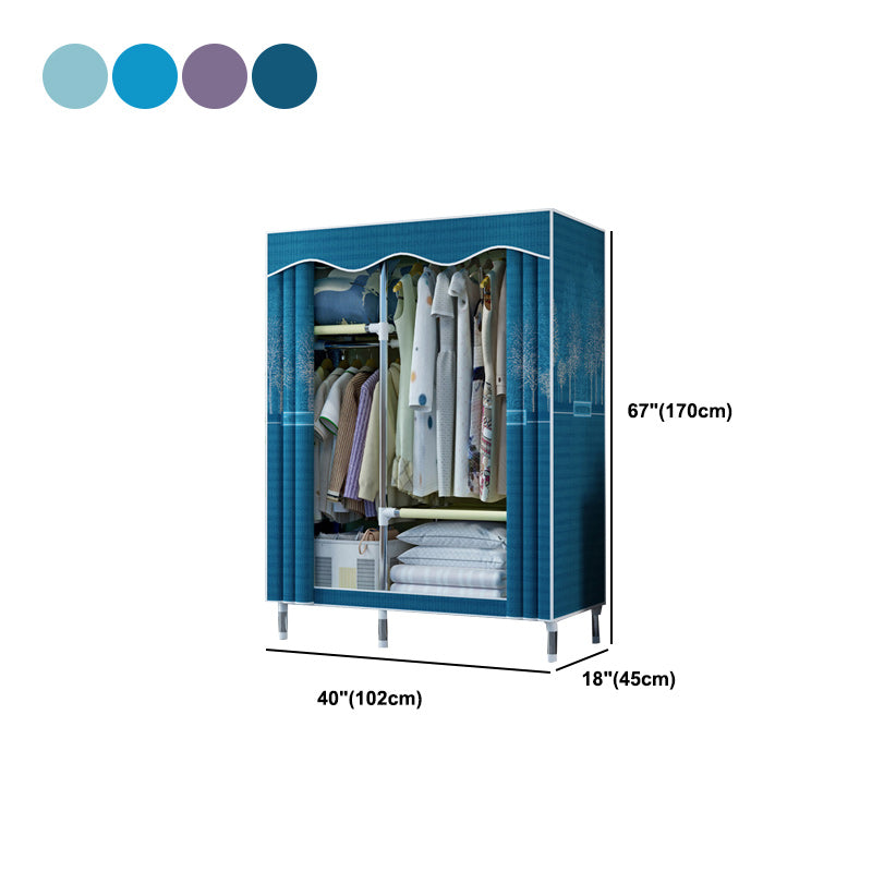 Steel Frame Wardrobe Armoire Contemporary Style Wardrobe with Shelves ...