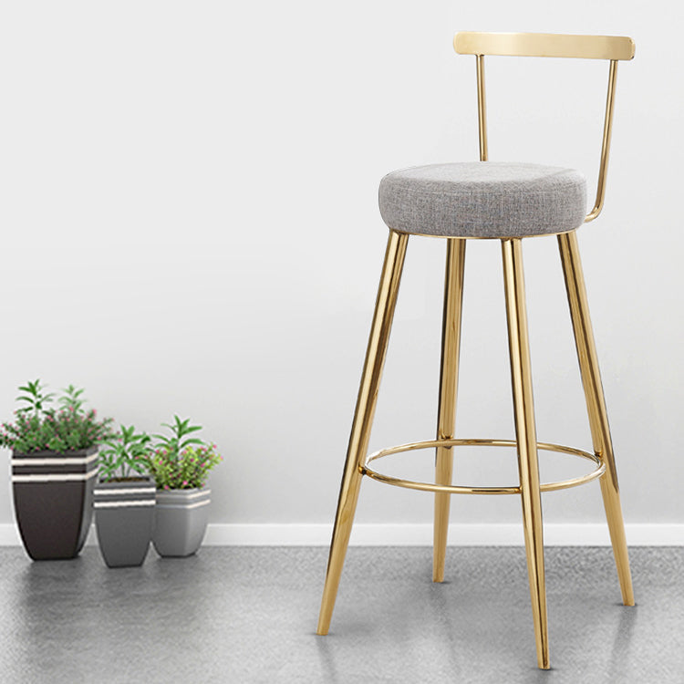 Glam Round Counter Bar Stool Low Back Footrest Counter Stool with Gold ...