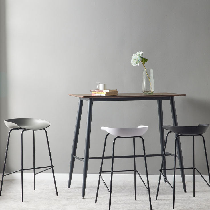 Contemporary Matte Finish Leather Barstool Low Back Coffee Shop Stool ...