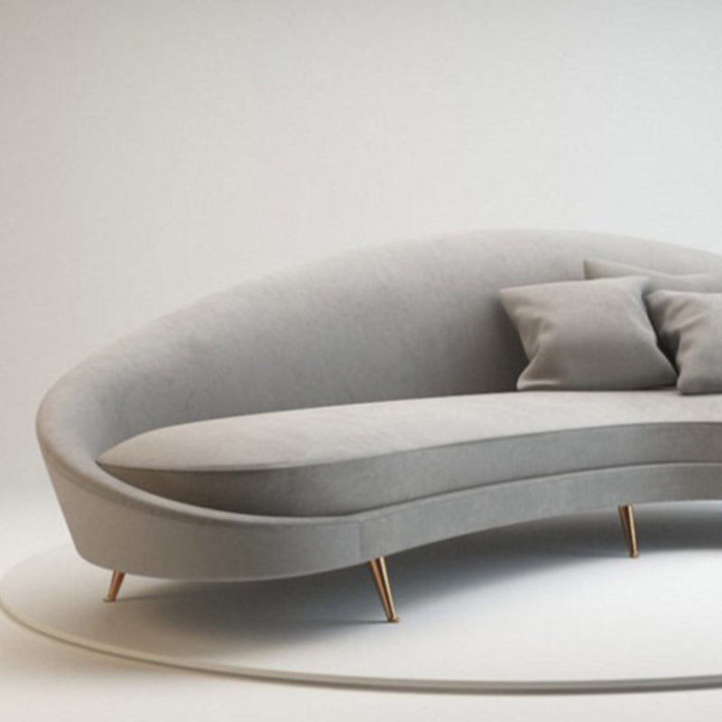 Sloped Arm Curved Sofa Wool Contemporary Moon Shape Sofa for Apartment ...