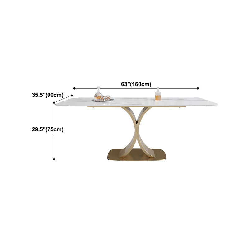 Nordic Sintered Stone Top Dining Set Rectangle 1/3/4/5/7 Pieces Dinette ...