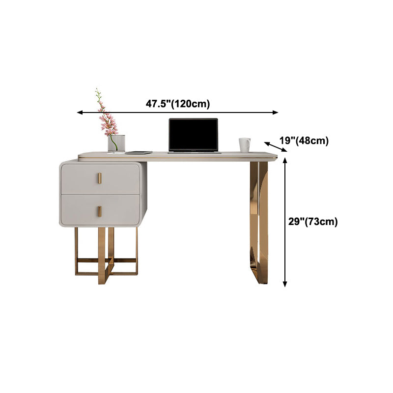 Wooden Work Table Home Office Luxury Rectangular Writing Desk - Clearhalo