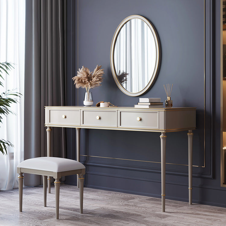 Mirror & 3 Drawers Makeup Vanity Dressing Table Solid Wood Dresser ...