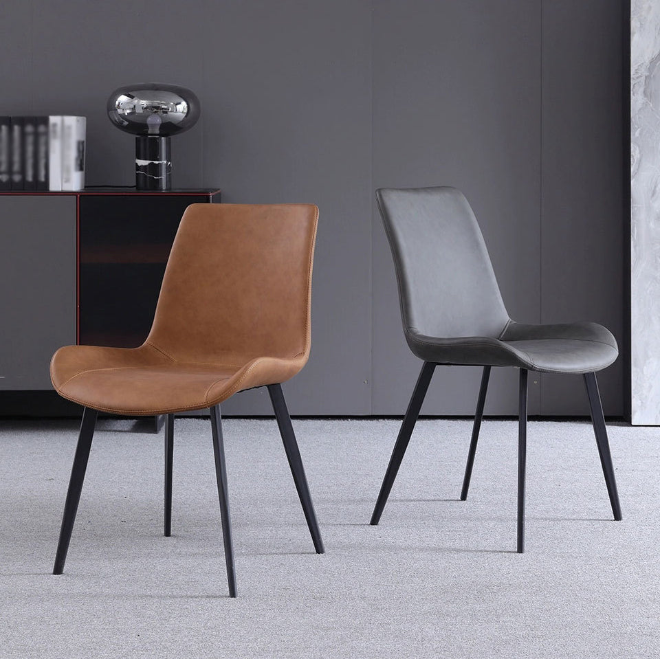 Contemporary Leather Hotel Side Chair Solid Back Matte Finish Dining ...