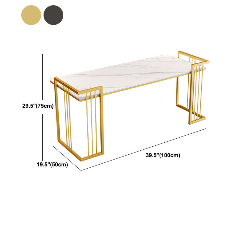 Contemporary Style Stone Computer Desk Rectangular Office Desk - Clearhalo