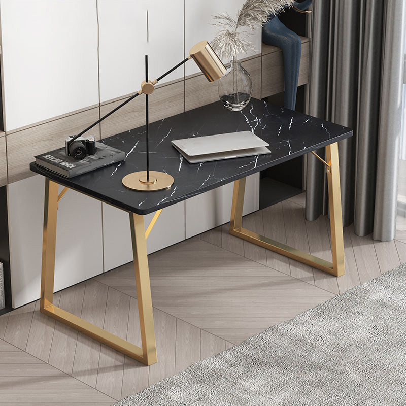 Rectangular Glam Office Desk 28 Inch Height Wooden Writing Desk - Clearhalo