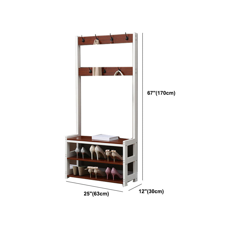 Traditional Coat Rack Free Standing Solid Wood Hall Stand with Shoe ...