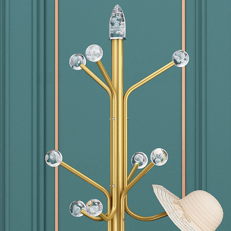 Hall Tree Hooks Contemporary Metal Entry Hall Tree Coat Hanger - Clearhalo