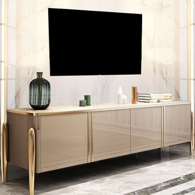 Modern Glam TV Stand, Enclosed Storage TV Console in Black/ Gold ...