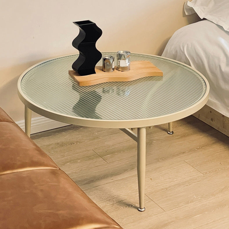 3 Legs Base Design Round Glass Table Modern Style Metal Leg Coffee ...