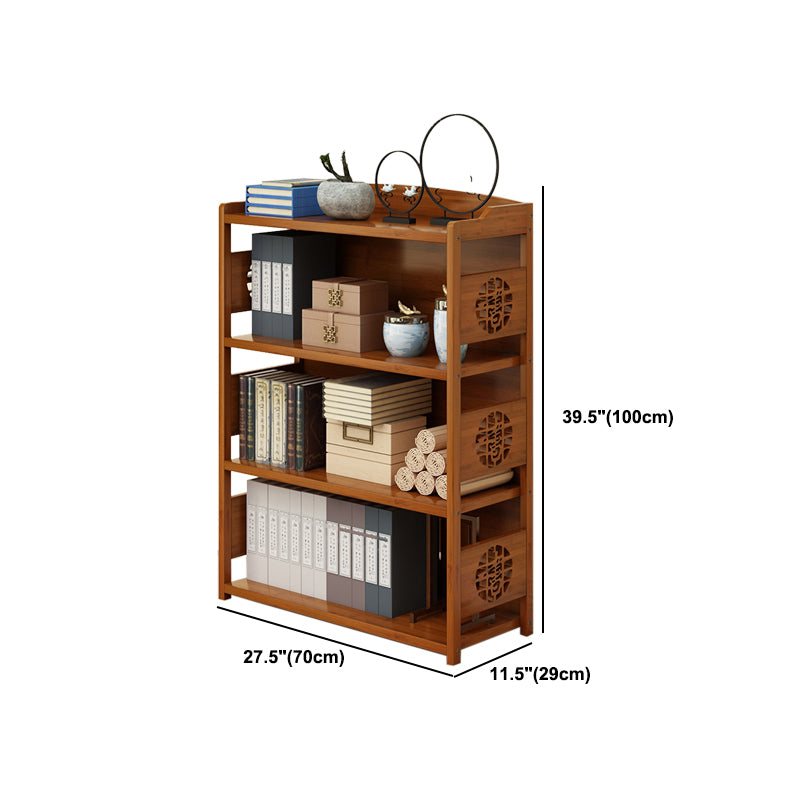 Modern Bamboo Closed Back Shelf Bookcase Floor Brown Book Shelf for ...