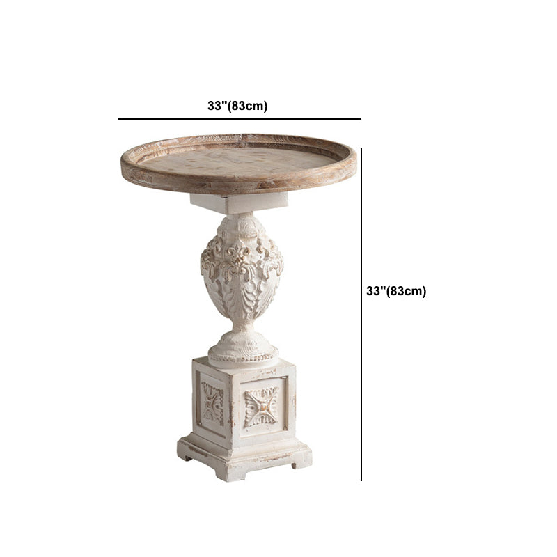 Pedestal Round Side End Table Rustic Distressed Side End Table - Clearhalo