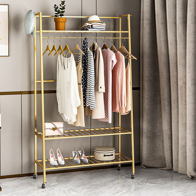 Glam Hall Stand Metal Free Standing Shelving Included Coat Rack - Clearhalo