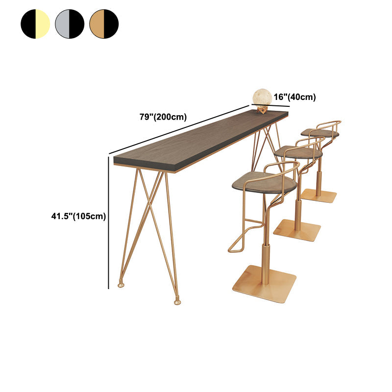 Glam Style Rectangle Bar Table Solid Wood 4 Legs Bar Wine Table - Clearhalo