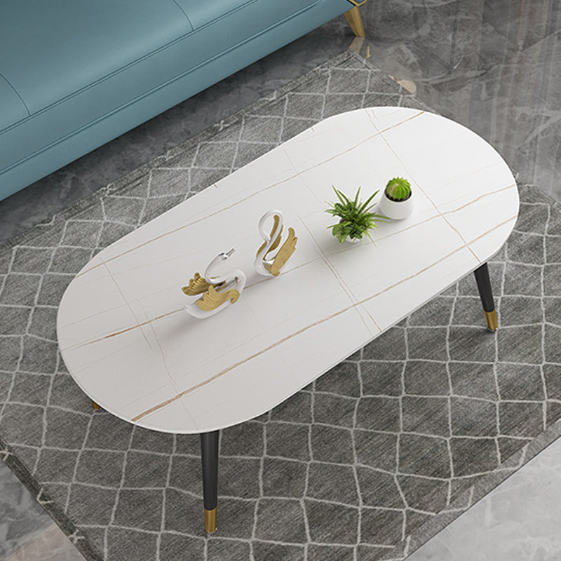 Elliptical Stone Top Cocktail Table 4 Legs 1 Single Coffee Table ...