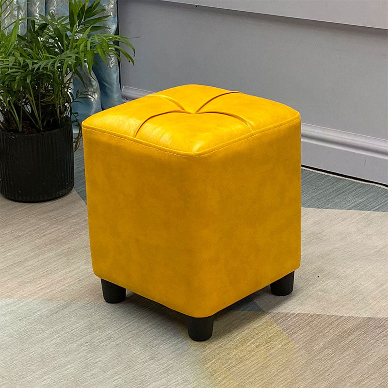 Modern Square Ottoman Plain Water Resistant Faux Leather Stain ...