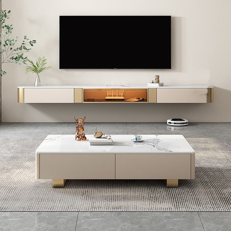 White Slate TV Cabinet Gorgeous Style Home Wall Mounted TV Media ...