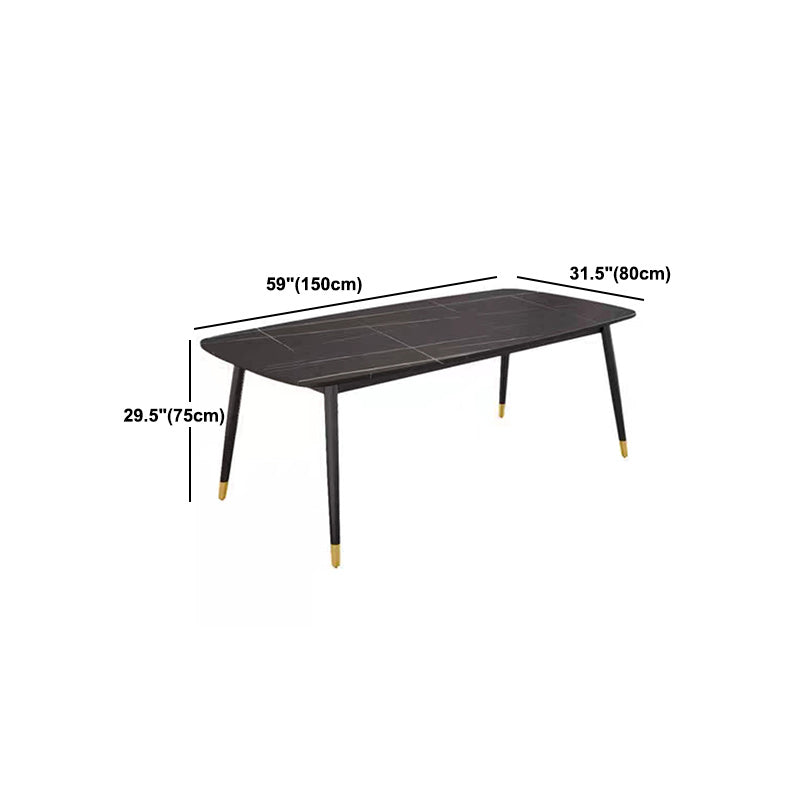 Rectangular Stone Dining Table Traditional Luxury Furniture with 4 Legs ...