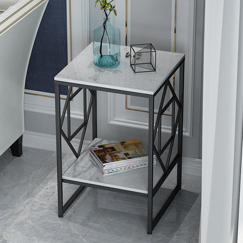 Modern Slate Corner Table Square Side End Table for Living Room - Clearhalo