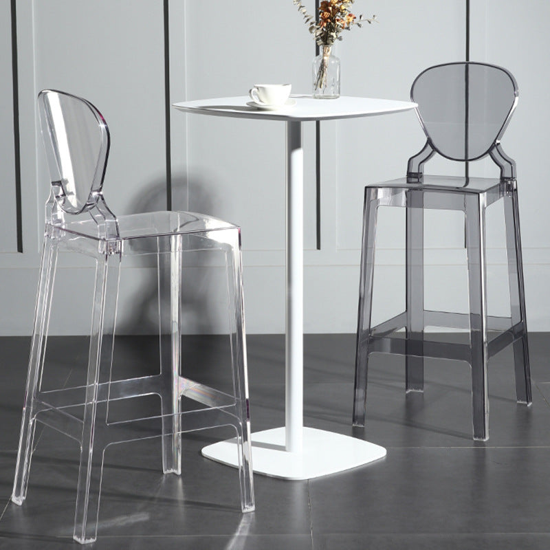Footrest Furniture Modern Style Plastic Low Back Counter Stool with 4 ...