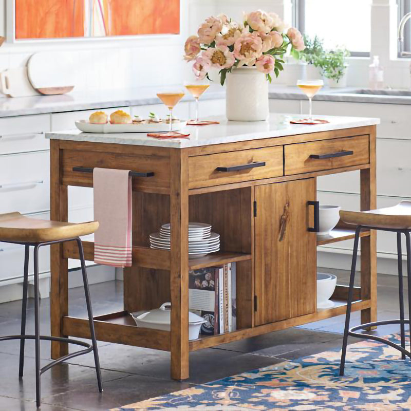 Contemporary Wood Kitchen Island Set Stationary Kitchen Island Table ...