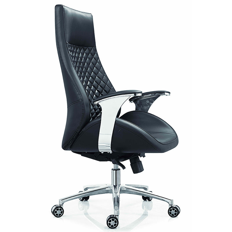 Fixed Arms Swivel Office Chair Faux Leather and Chrome Frame Managers ...