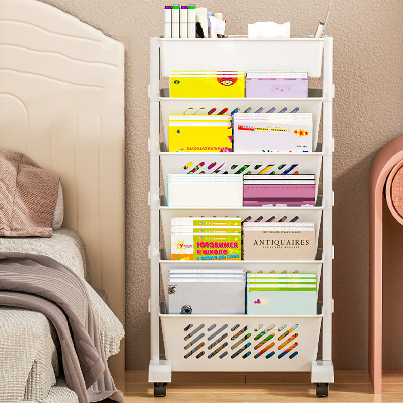 Contemporary Plastic Bookshelf White Geometric Shelf Bookcase for Study ...