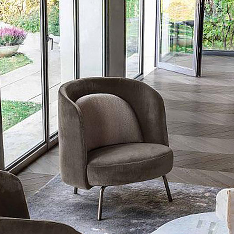 Modern Style Recessed Arms Chair with Black Metal Basic Four Leg ...