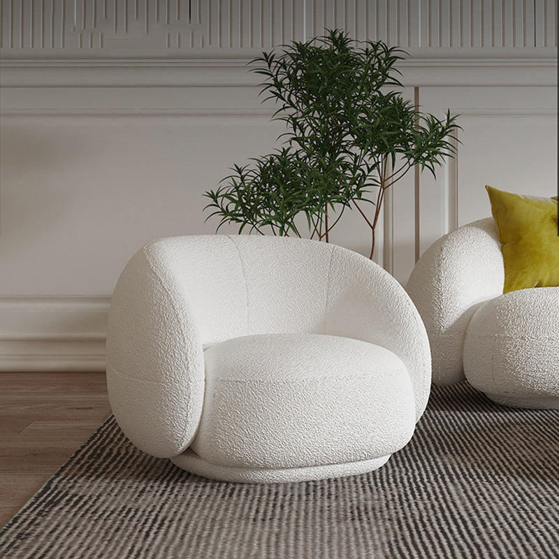 Contemporary Sloped Arm Curved Settee Tight Back Fabric Sofa - Clearhalo
