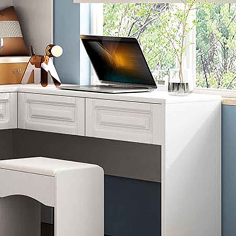 White Armoire Artificial Wood Wardrobe with Drawers and Clothes Rails ...