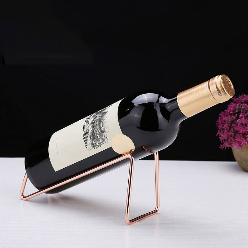 Metal Modern Wine Holder Tabletop Wine Bottle & Glass Rack in Silver ...