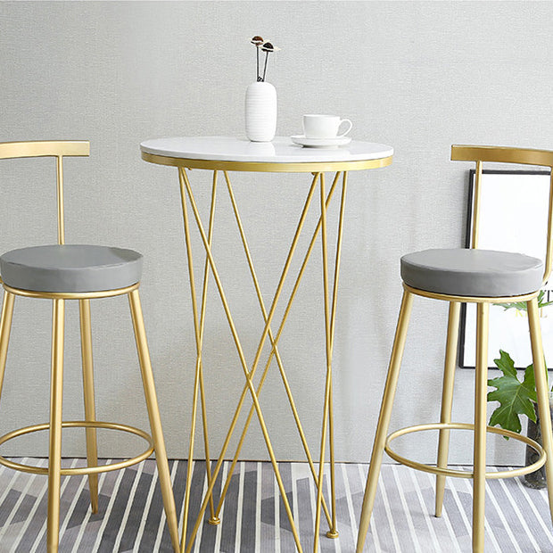 Nordic Style Bar-stool Round Counter Bar Stool with Metal Legs for Home ...