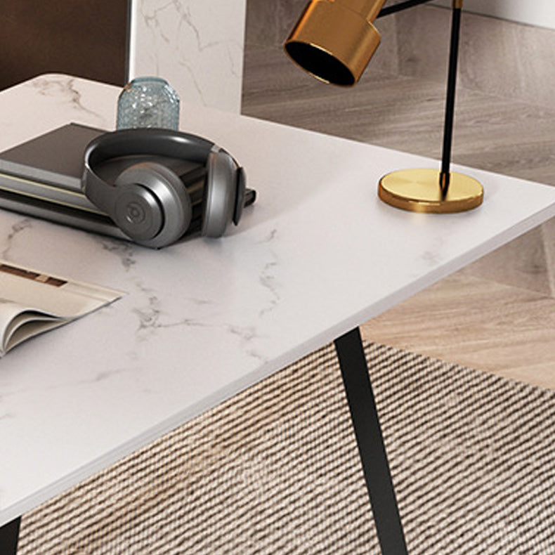 Rectangular 29.5" Tall Writing Desk Industrial Metal and Stone Office ...