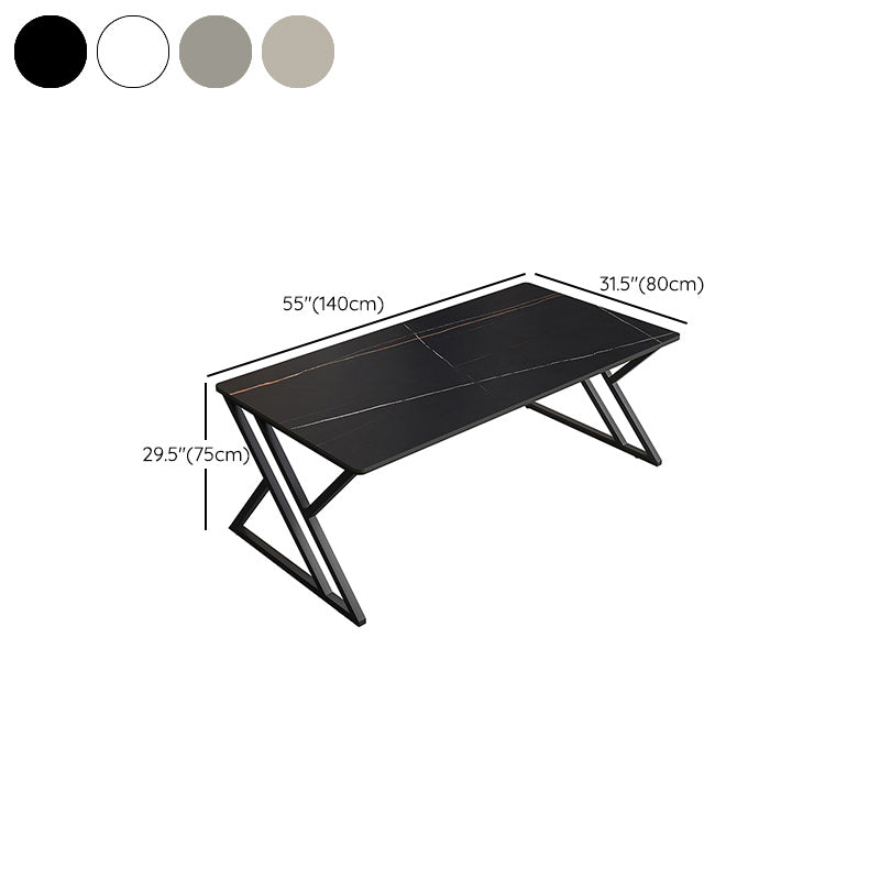 Modern Style Rectangle Office Desk Sintered Stone Writing Table - Clearhalo