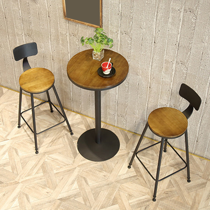 Wooden Fixed Bar Table Black Iron Solid Wood Pub Table for Patio ...