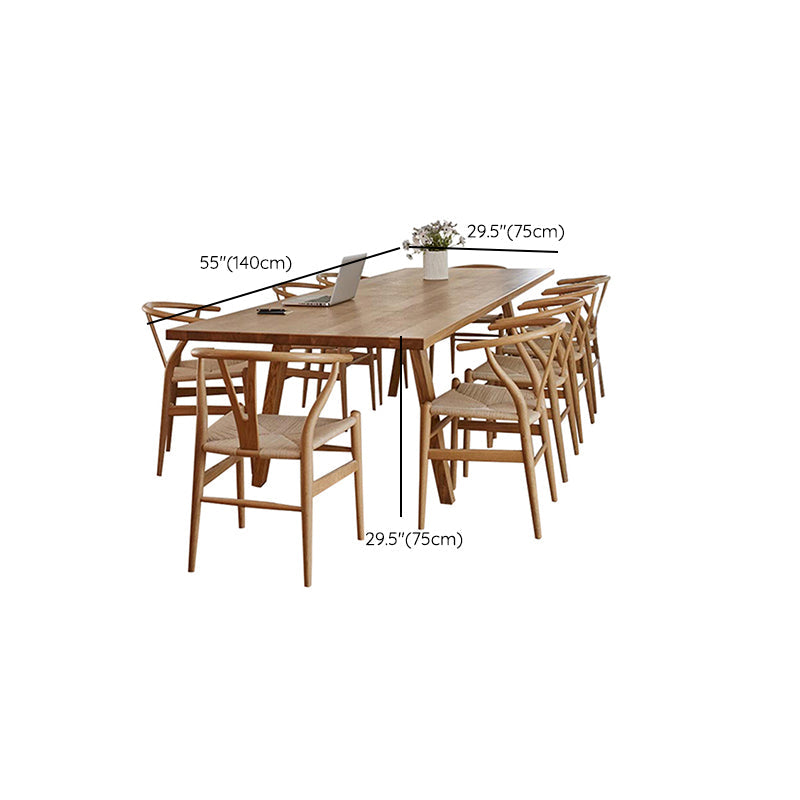 Natural Solid Wood Table Rectangular 4 Legs Table for Dining Room ...