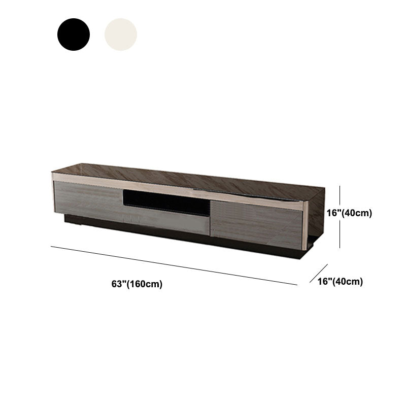 Solid Wood TV Media Stand Glam Glass Top Media Console with Drawers ...