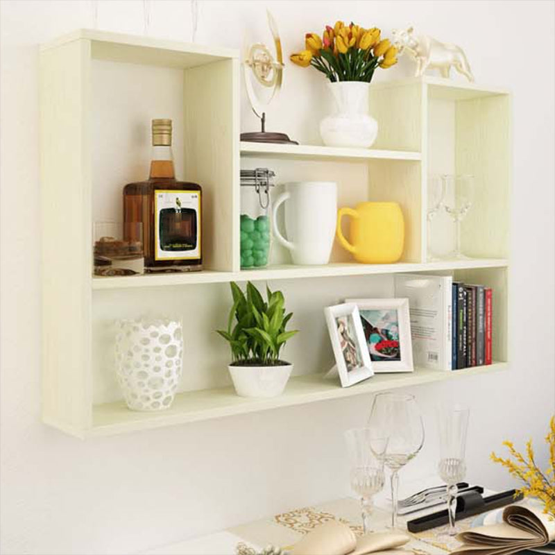 Modern Engineered Wood Bookcase Floating Wall Mounted Bookshelf - Clearhalo