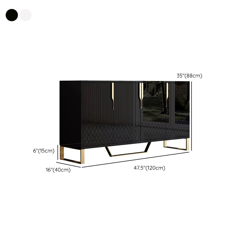 Glam Buffet Sideboard Cabinets Mirrored 4 Doors Dining Buffet - Clearhalo