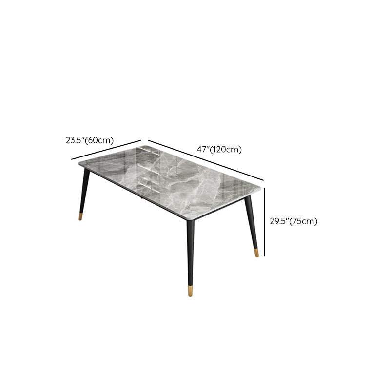 Rectangle Black Base Dining Table Modern Stone Table for Dining Room ...