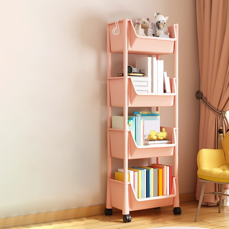 Contemporary Plastic Bookshelf White Standard Shelf Bookcase for Study ...