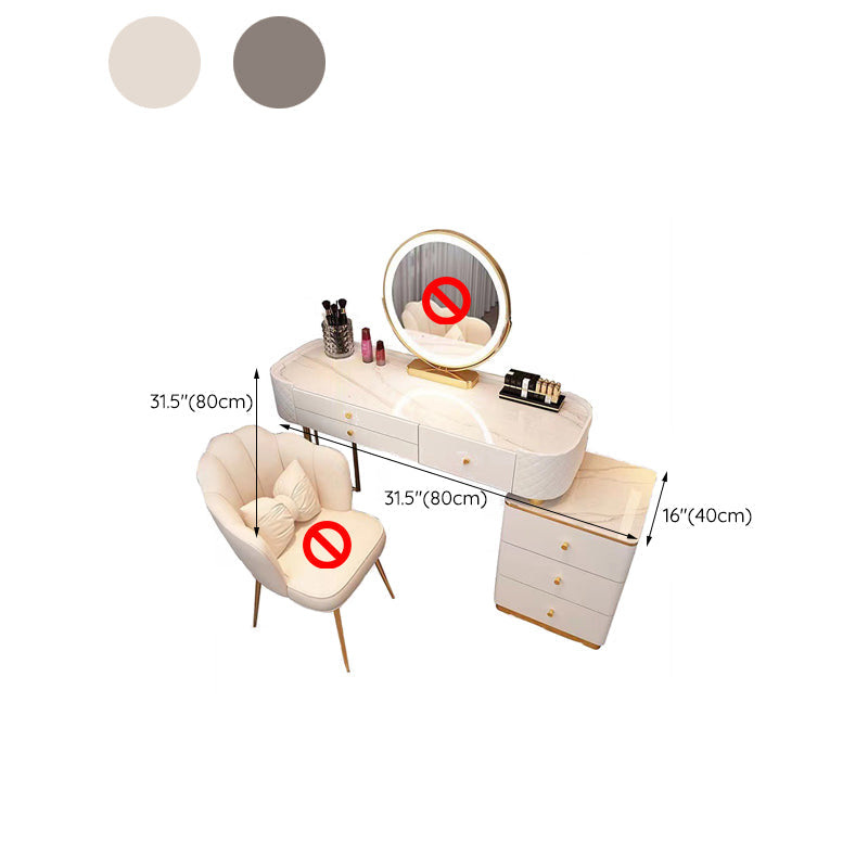 Glam Makeup Vanity Set Glass Top Vanity Dressing Table with Drawers ...
