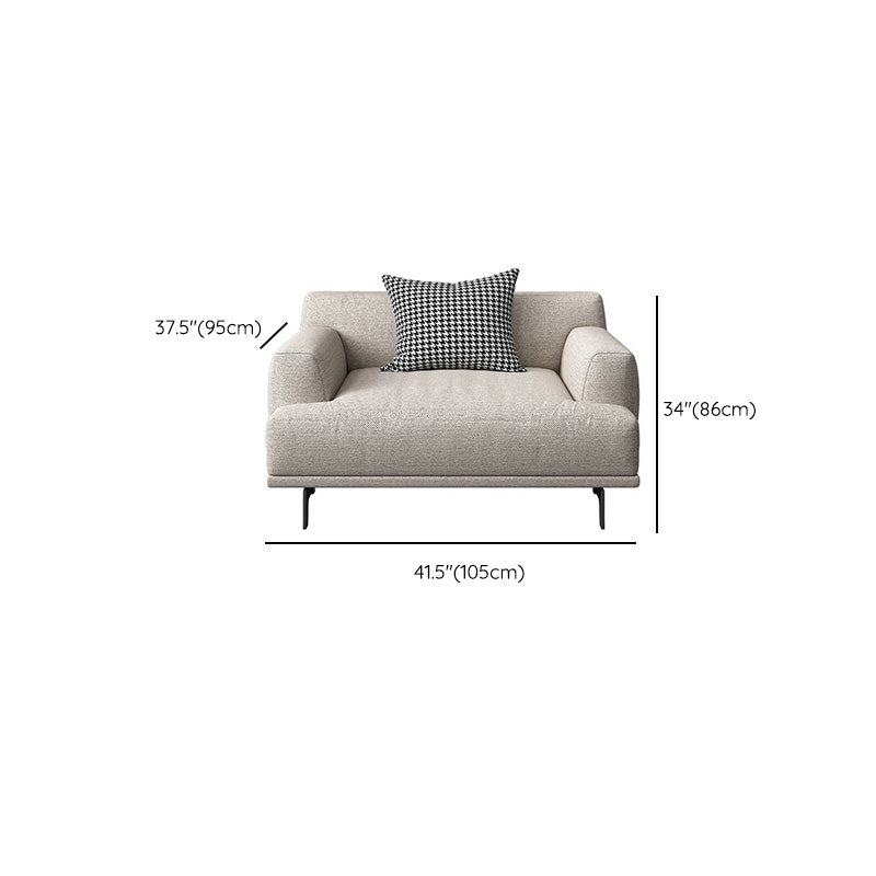 Modern Fabric Sofa Recessed Arm Seating with Pillows in White - Clearhalo