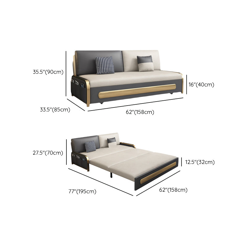 33" Wide Glam Futon Sofa Bed White Futon Sleeper Sofa with Storage ...