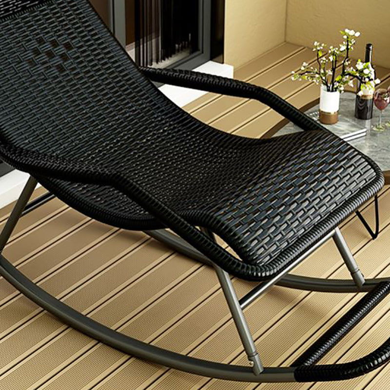 Modern Recliner Chair Color Block Rattan Rocker Chair with Dark Legs ...
