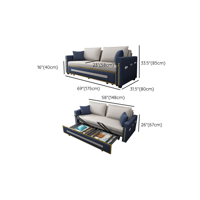 Pillow Included Sofa Futon Square Arms Futon Sofa Bed with Storage ...
